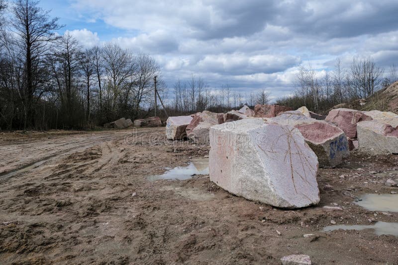 Quarry with Mining and Stone Production. Stock Image - Image of rough ...