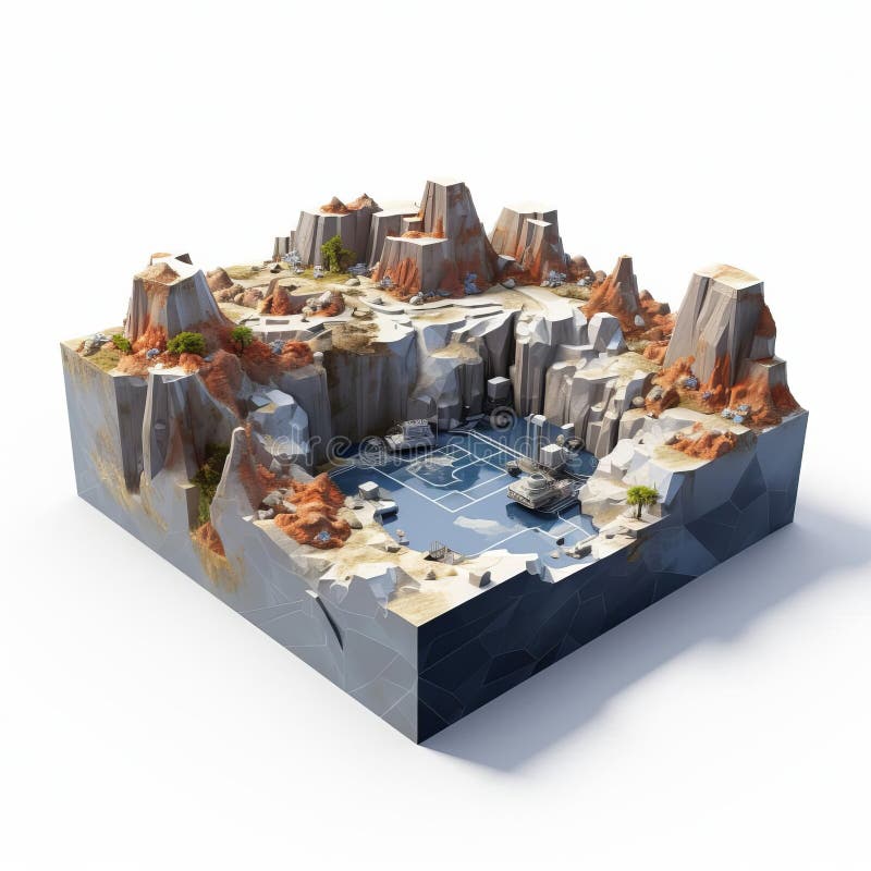 High-quality Shiny Plastic Isometric Quarry Model on White Background ...
