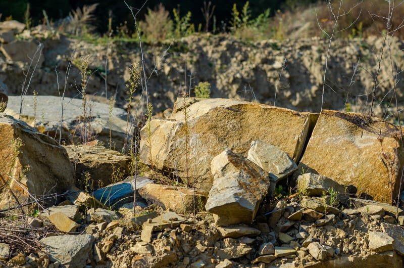 Quarry for Natural Stone Mining. Stone in Nature Stock Photo - Image of ...