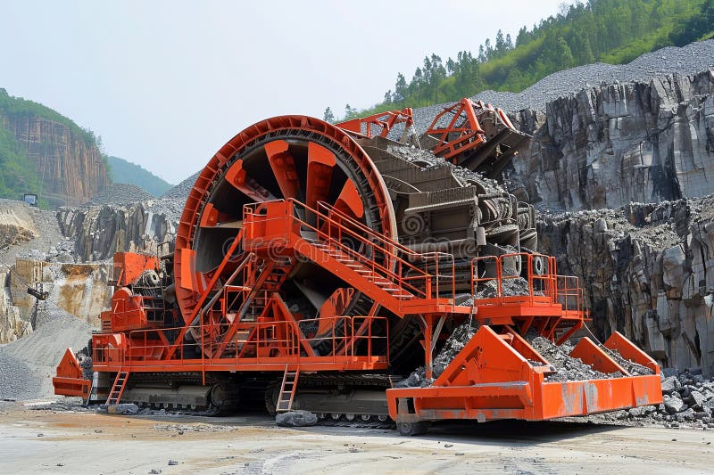 Quarry Rotary Mining Machine Operating in a Mountainous Area Stock ...