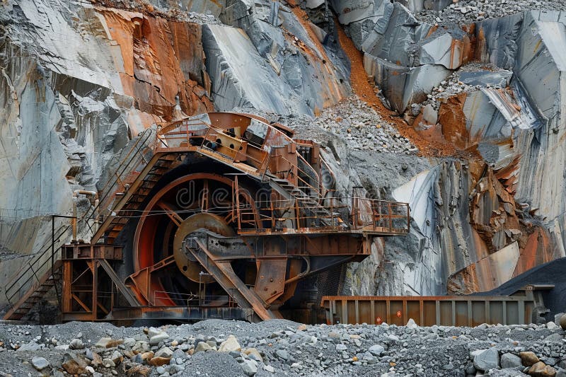 Quarry Rotary Mining Machine at Work, Daytime Stock Illustration ...