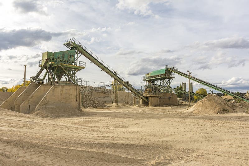 Quarry of Sand and River Stone Stock Image - Image of metal, large ...
