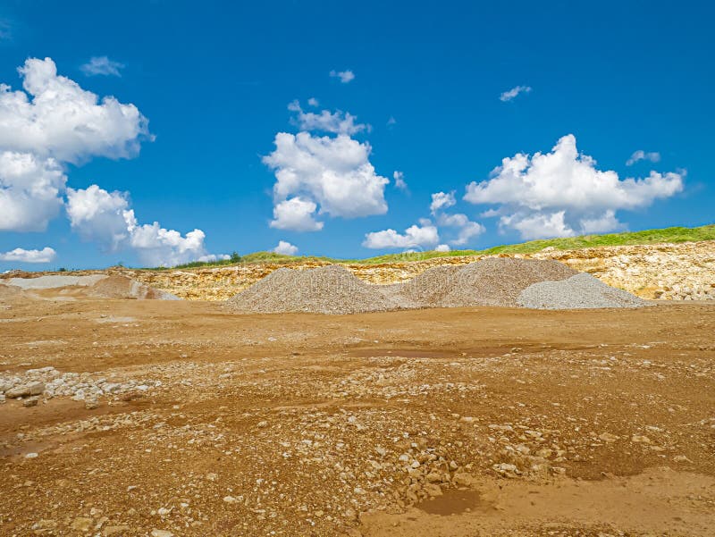 Limestone Stone Quary and an Excavator. Stock Image - Image of ...