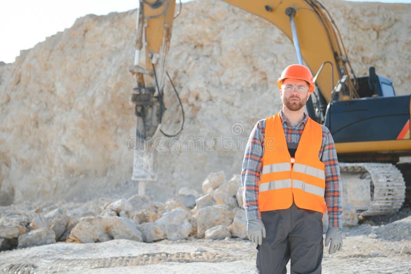 Quarry Worker Doing a Quality Check Stock Photo - Image of operation ...