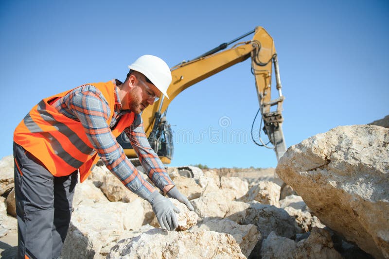 Quarry Worker Doing a Quality Check Stock Image - Image of production ...
