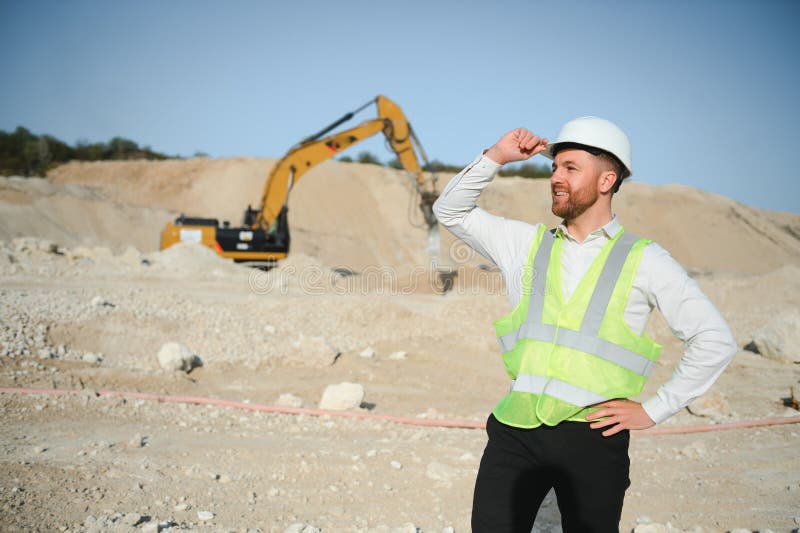 Quarry Worker Doing a Quality Check Stock Photo - Image of design ...