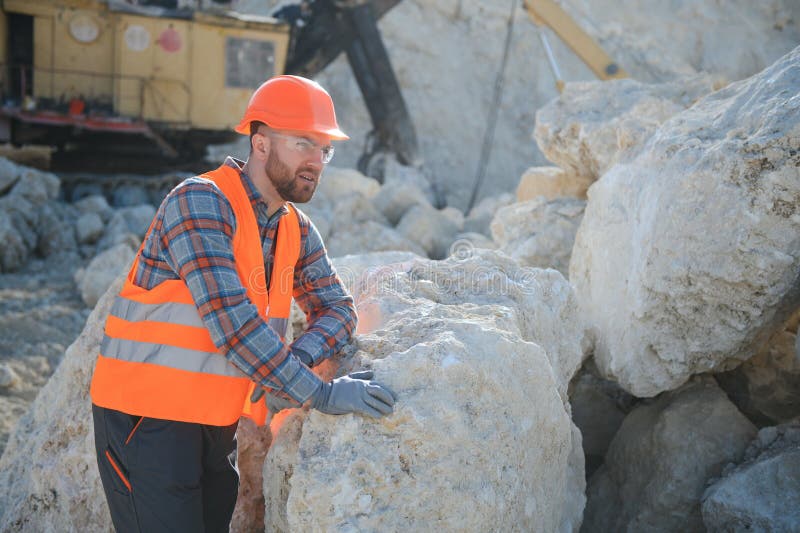 Quarry Worker Doing a Quality Check Stock Image - Image of production ...