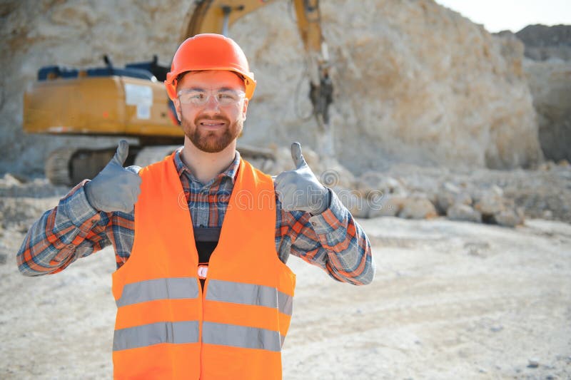 Quarry Worker Doing a Quality Check Stock Photo - Image of operation ...