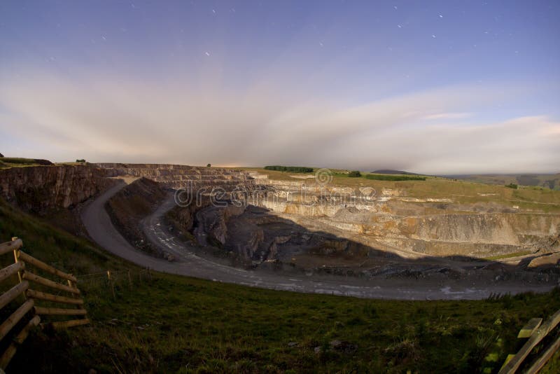 Quarry working at night stock image. Image of lost, earth - 23972637