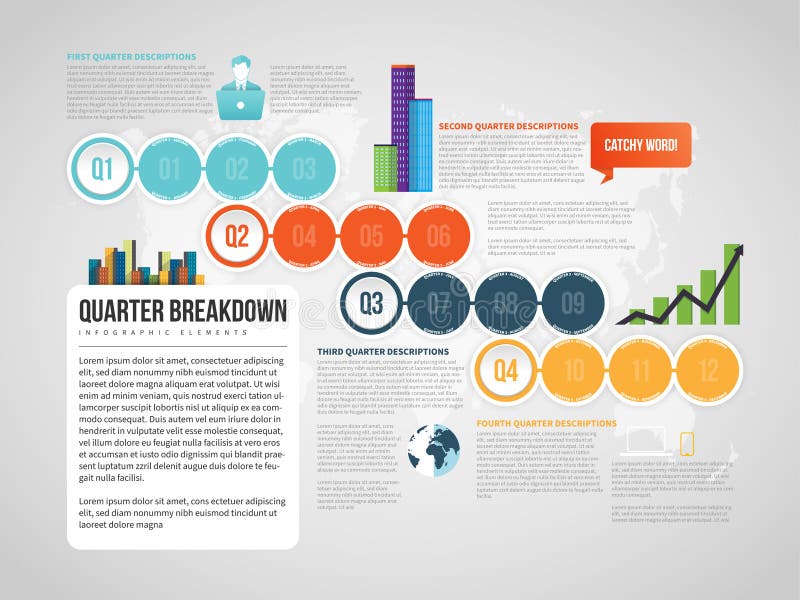 Quarter Breakdown Infographic Stock Vector - Illustration of factor ...