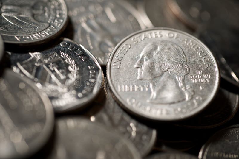 Quarter dollar coins stock photo. Image of close, circle - 162871090