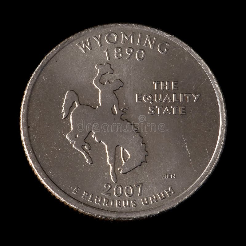 Wyoming State Quarter coin stock image. Image of liberty - 10130805