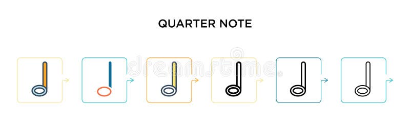 Quarter Note Vector Icon in 6 Different Modern Styles. Black, Two ...