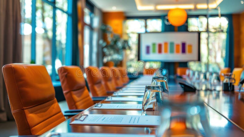 Quarterly Budget Presentation in Modern Meeting Room with Digital and ...