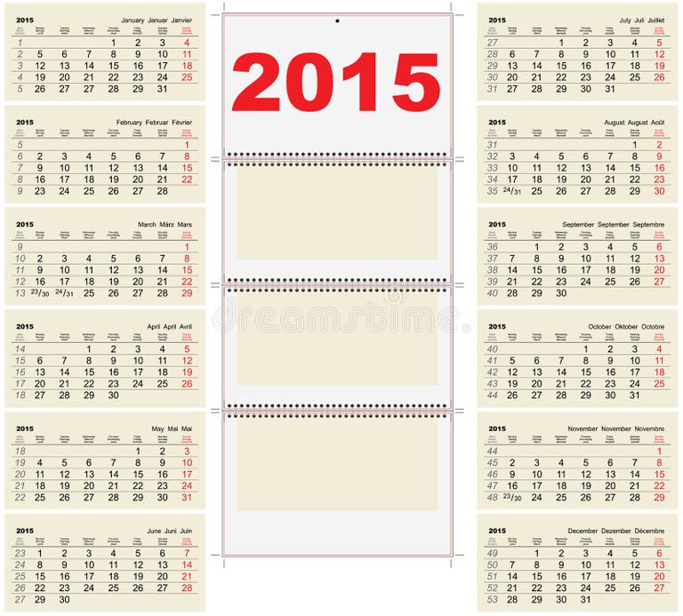 2015 Quarterly Calendar Template Stock Vector - Illustration of ...