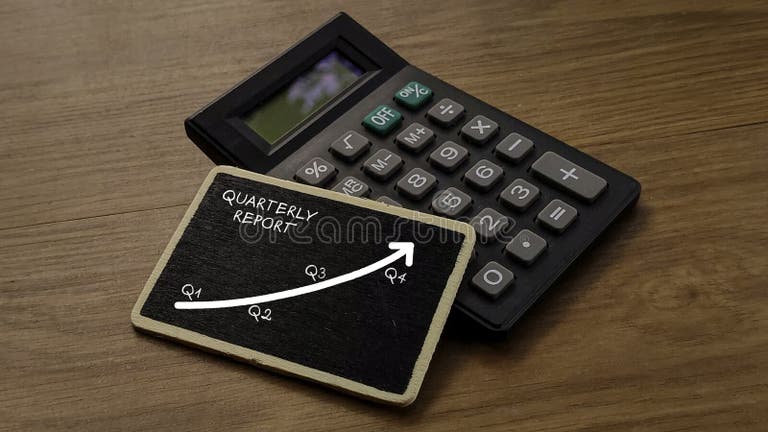 Quarterly Report with Growth Chart and Calculator Stock Image - Image ...