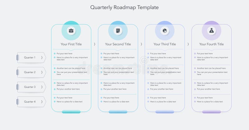 Modern Infographic Digram for Quarterly Roadmap with Four Sections ...