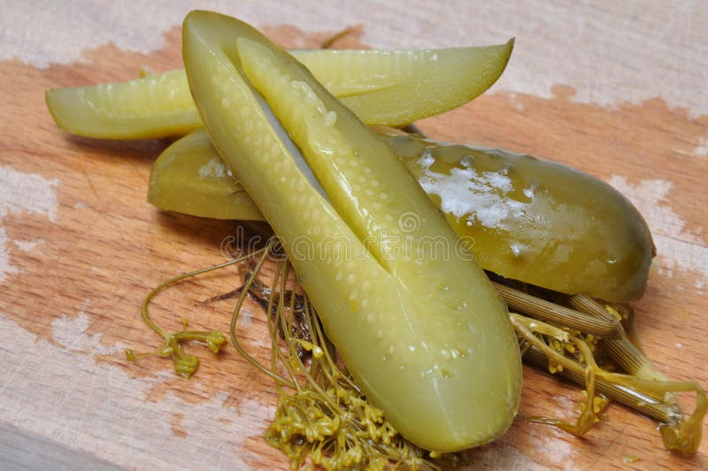 Quarters Pickled Cucumbers with Dill Stock Image - Image of pickle ...