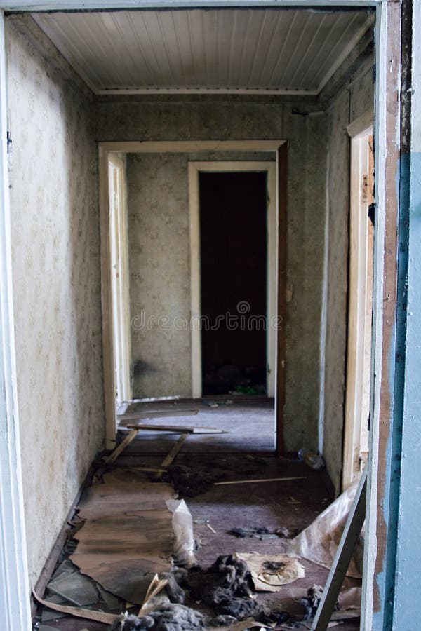 Quarters Room with Partial Collapse Stock Photo - Image of material ...