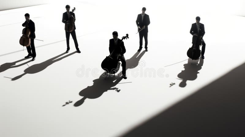 Quartet Silhouettes: Shadows of a Cello Quartet in Softbox Lighting ...