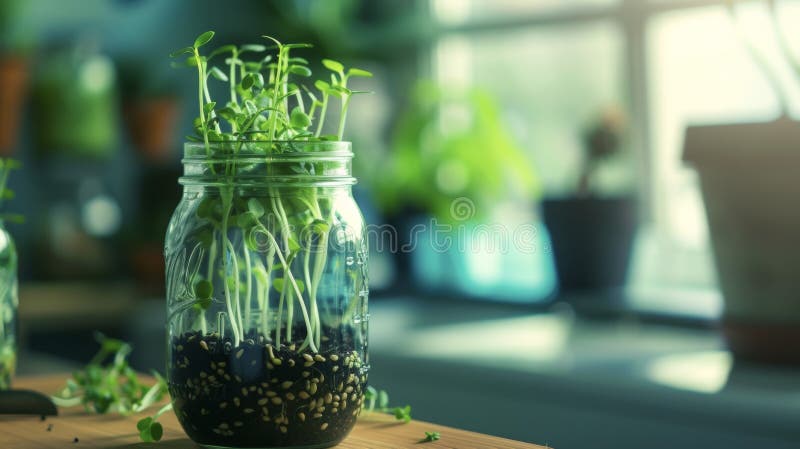 A Quartsized Mason Jar Filled with Sprouting Seeds Ready To Be ...