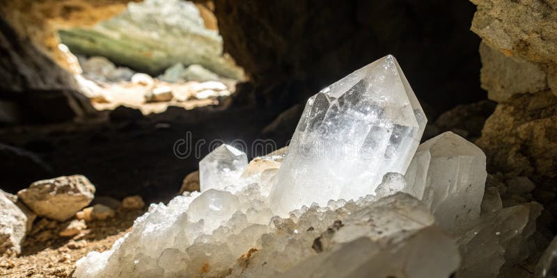 Quartz Crystal, Cave, Mineral Stock Illustration - Illustration of ...