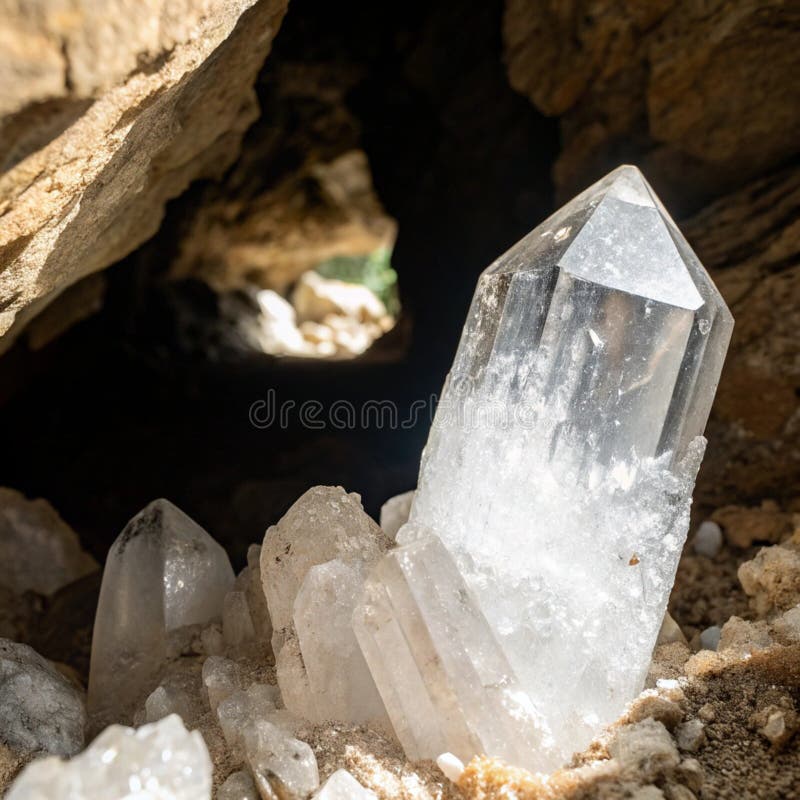 Quartz Crystal, Cave, Mineral Stock Illustration - Illustration of ...