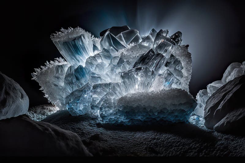 Quartz Crystal Cluster Stone. Light Environment with Many Cristals ...