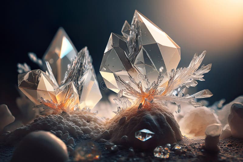 Quartz Crystal Cluster Stone. Light Environment with Many Cristals ...