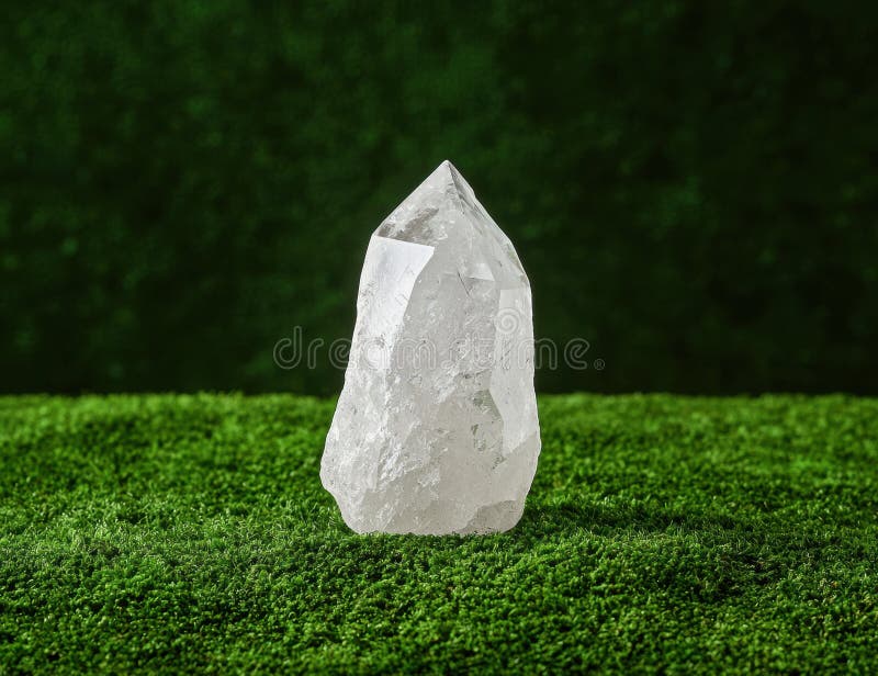 Quartz Crystal on Green Moss Stock Illustration - Illustration of moss ...
