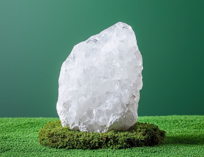 Quartz Crystal on Moss-covered Ground Stock Illustration - Illustration ...