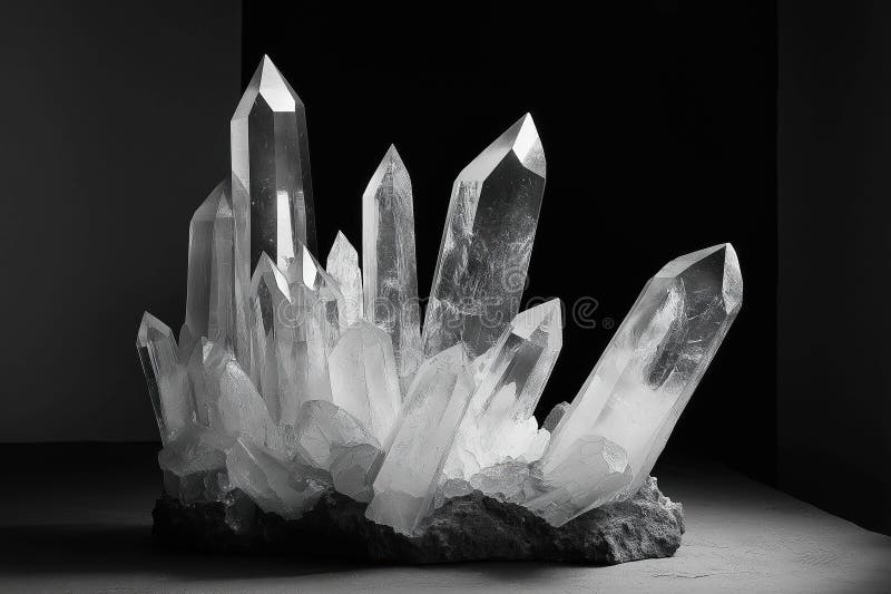 Quartz crystal in nature stock illustration. Illustration of beam ...