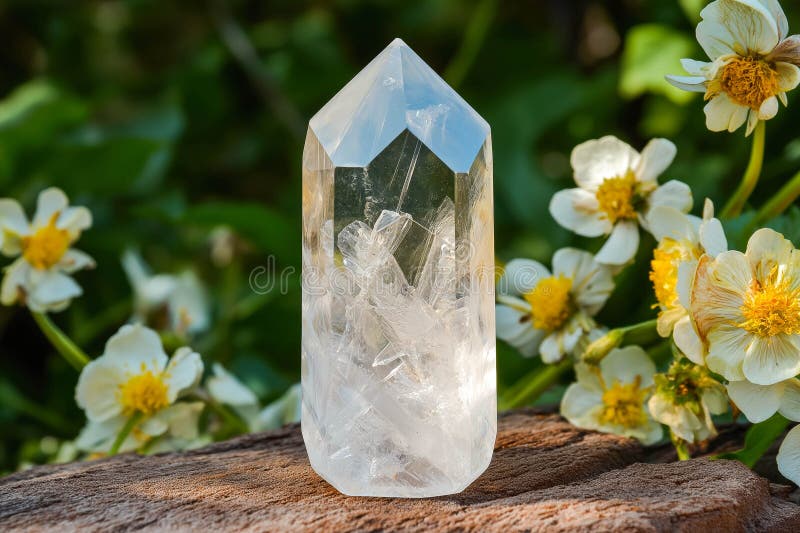 Quartz crystal in nature stock illustration. Illustration of beautiful ...
