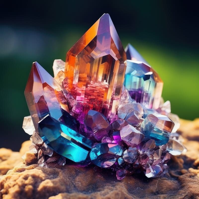 Quartz Crystals Beautiful Colors Stock Illustration - Illustration of ...