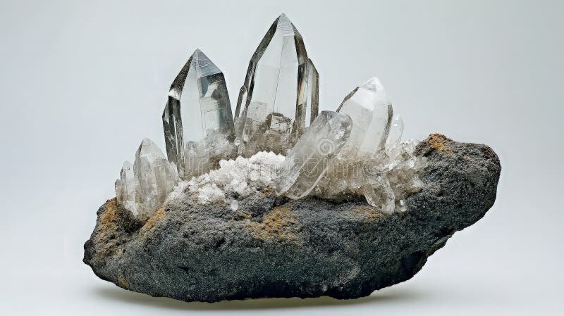 Quartz Crystals on a Rock stock photo. Image of geode - 339078598