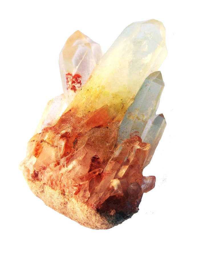 Quartz Crystal Gemstone Transparent Avec Les Filets Rouges Photo stock ...