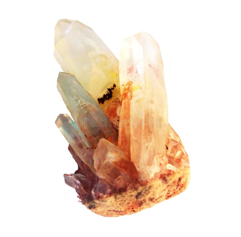 Quartz Crystal Gemstone Transparent Avec Les Filets Rouges Photo stock ...