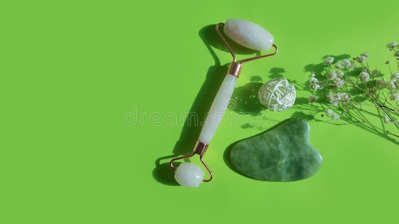 Quartz Massage Roller Relax Beautiful on a Colored Background Stock ...