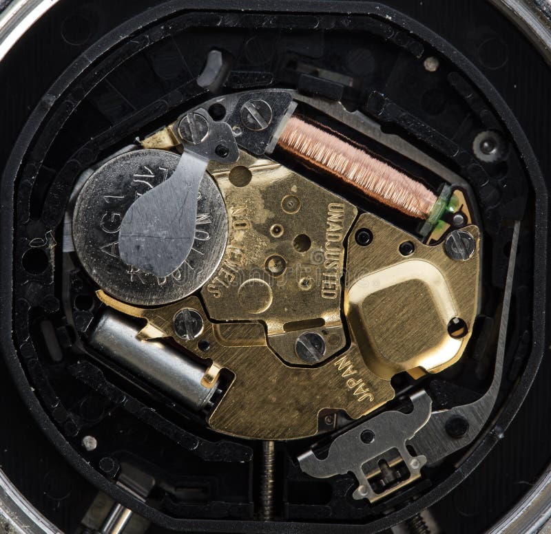 Quartz Mechanism of Watch, Battery, Coil Stock Image - Image of ussr ...