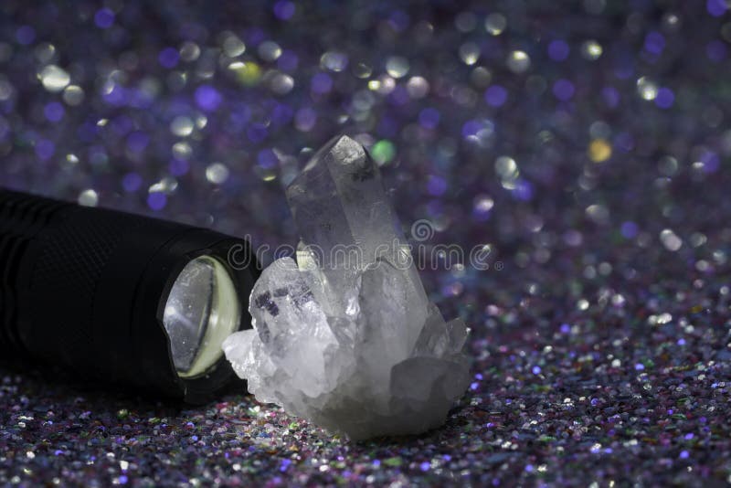 Quartz with Mineral Crystals Against a Black Background Stock Photo ...