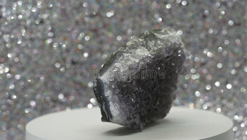 Quartz with Mineral Crystals Against a Black Background Stock Photo ...