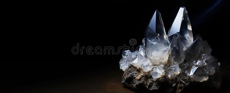 Quartz is a Rare Precious Natural Stone on a Black Background. AI ...