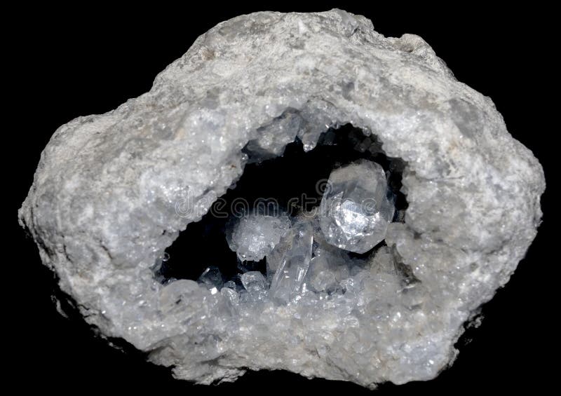 A Quartz Rock Cross Section Showing Crystals Stock Image - Image of ...