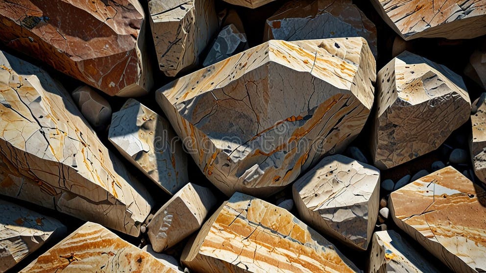 Quartzite Rock Surface Under the Harsh Midday Sun, Emphasizing the ...