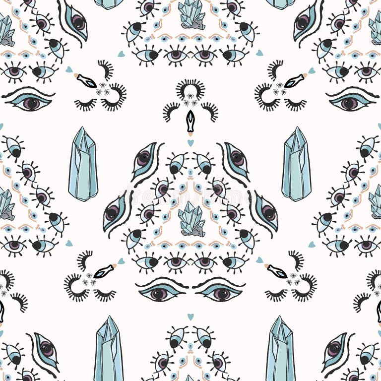Quartzo Na Moda Crystal Magic Seamless Vetora Pattern Ilustração do ...