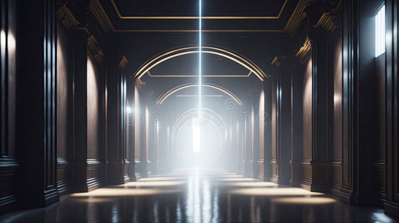 A Quasar Forms at the End of a Long Hallway Stock Illustration ...