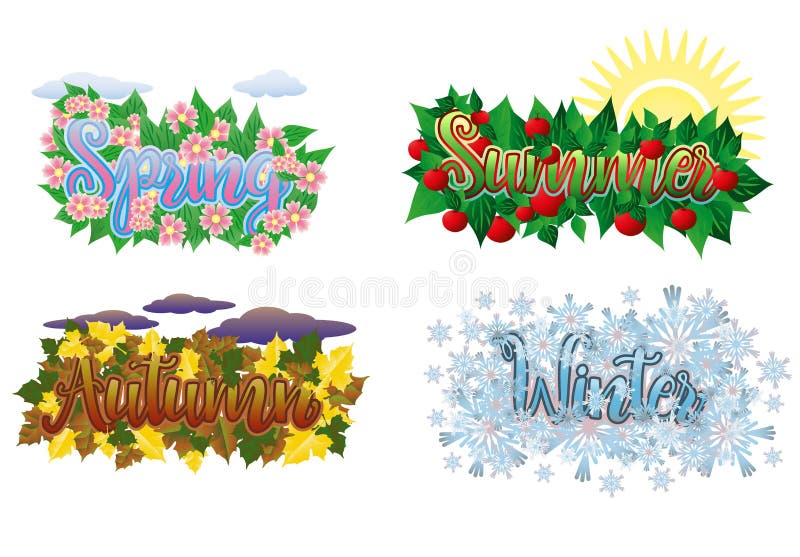 Quatre Cartes De Saisons, Vecteur Illustration de Vecteur ...