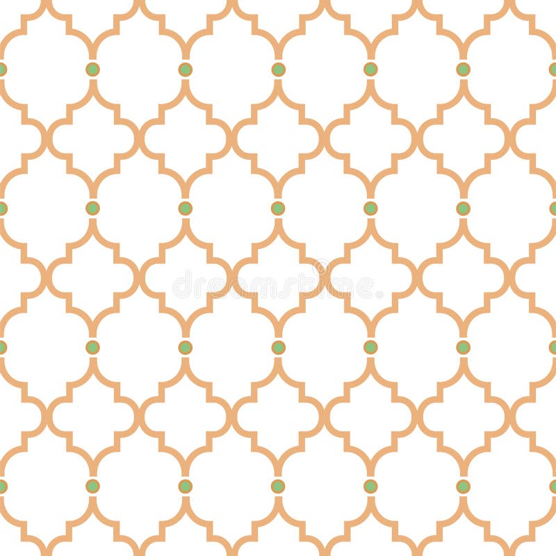 Quatrefoil Gold Lines Seamless Pattern Oriental Net Tiles Design