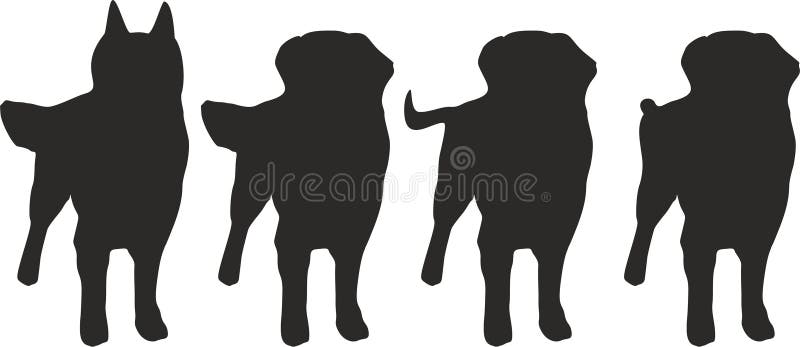 Quattro Cani Con L'illustrazione Differente Di Vettore Delle Code ...