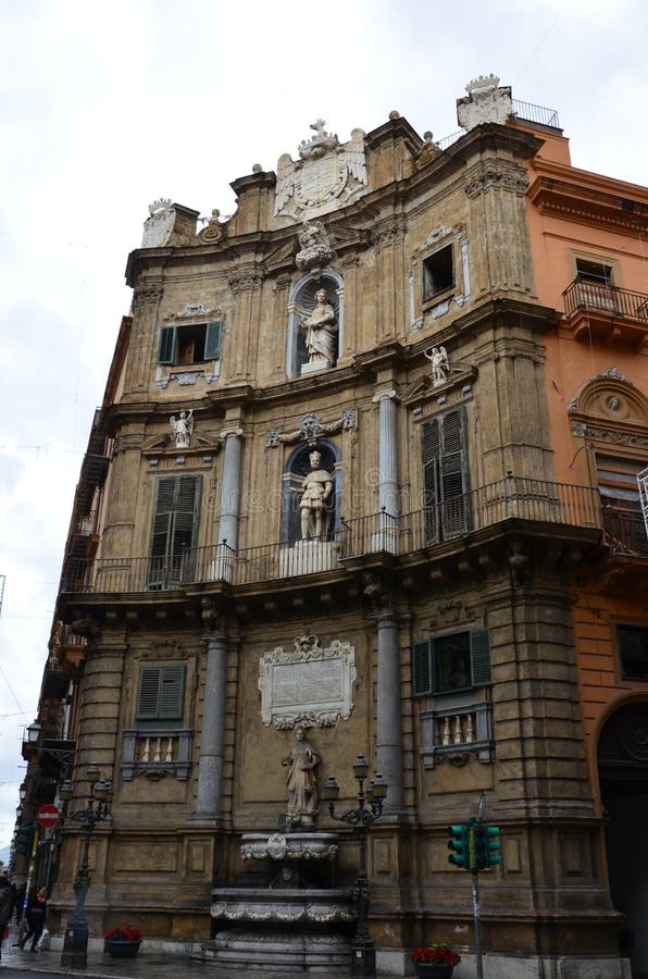 Quattro Canti in Palermo, the Four Corners Square Stock Photo - Image ...